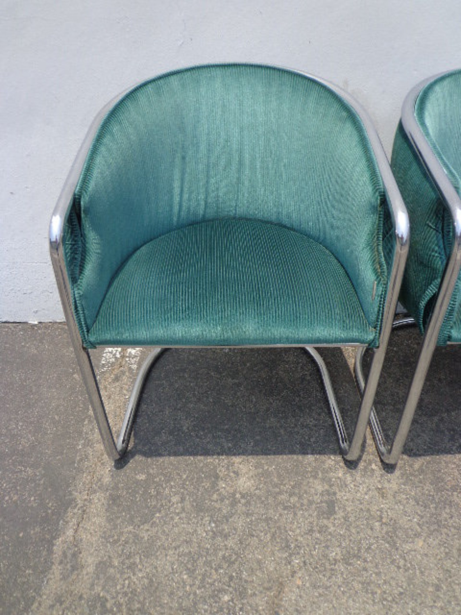 Set of 4 Milo Baughman Style Chrome Metal Mid Century Modern Dining ...