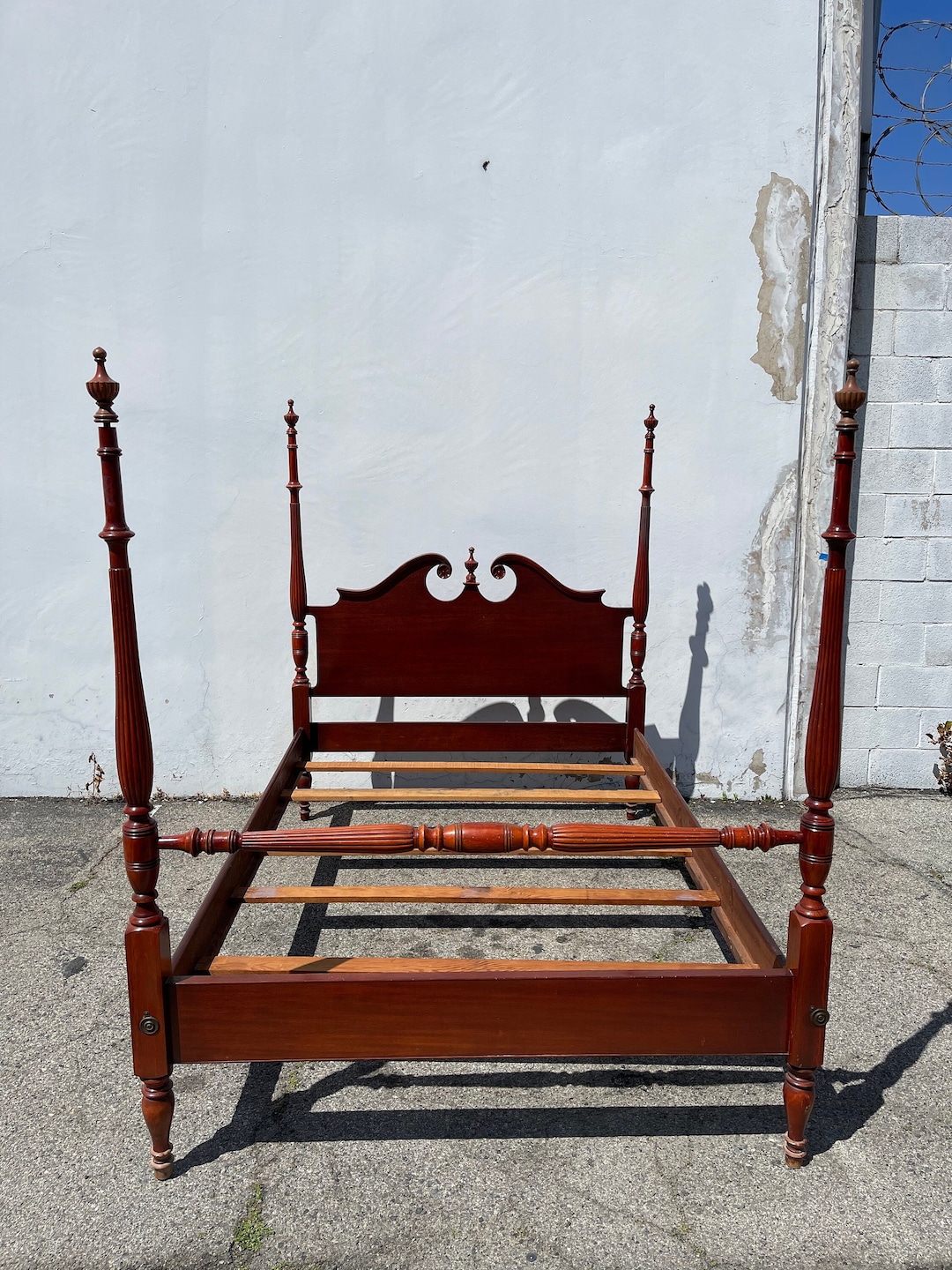 Antique Full Size Poster Bed Shabby Chic Primitive Provincial Headboard ...