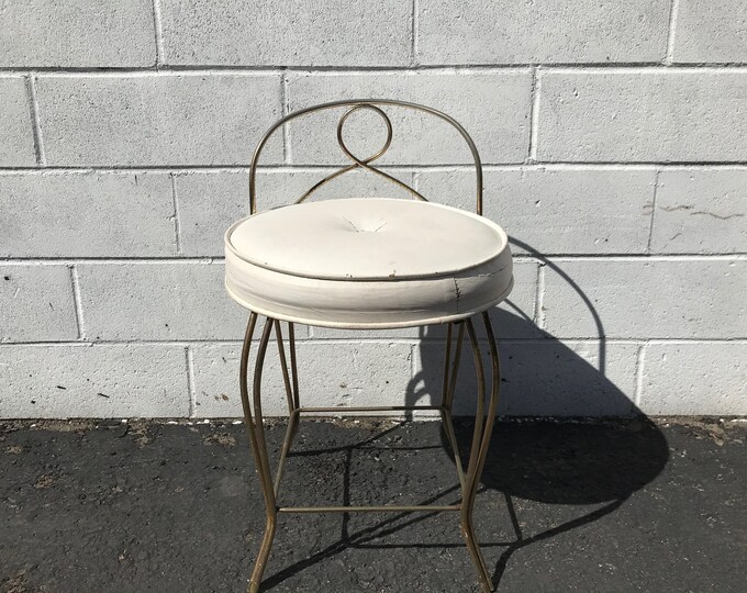 Vanity Stool Chair Bench Seat Hollywood Regency Antique Gold Makeup ...