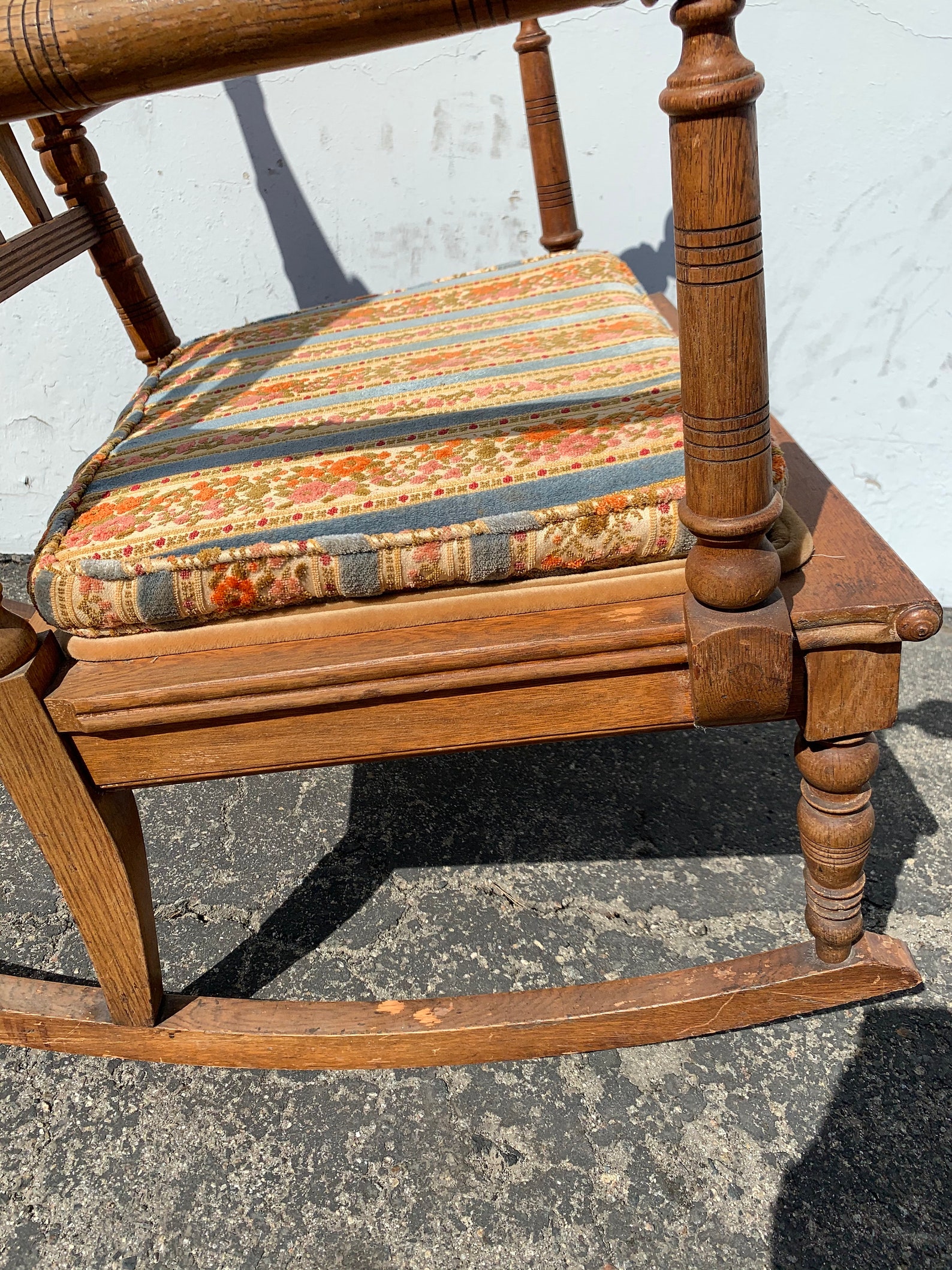 Antique Turned Spindle Rocking Chair With Upholstered Cushions - Etsy