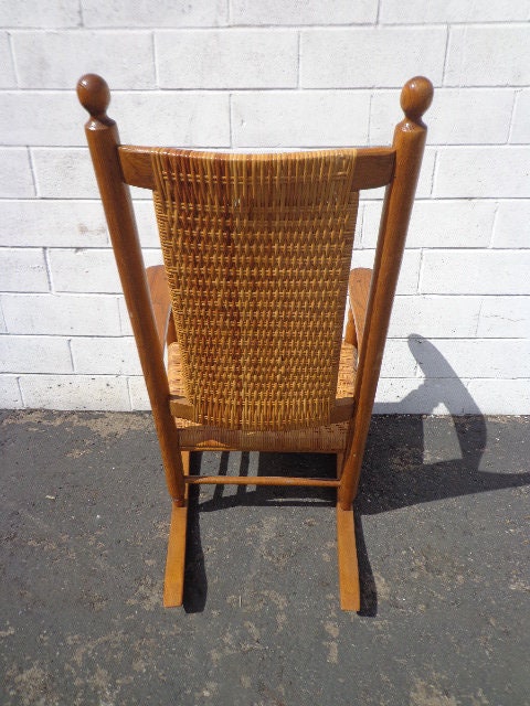 Antique Rocking Chair Rocker Armchair Woven Rush Mission Rustic ...