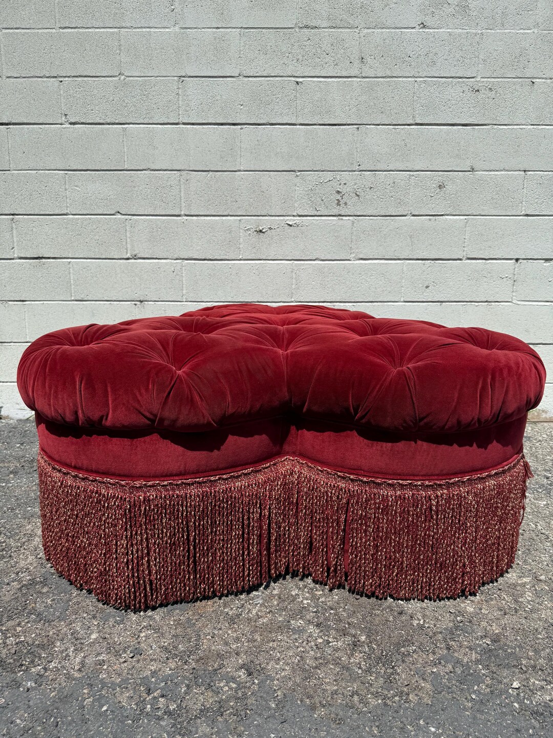 Vintage Clover Leaf Ottoman Ethan Allen Tufted Upholstery Hollywood ...