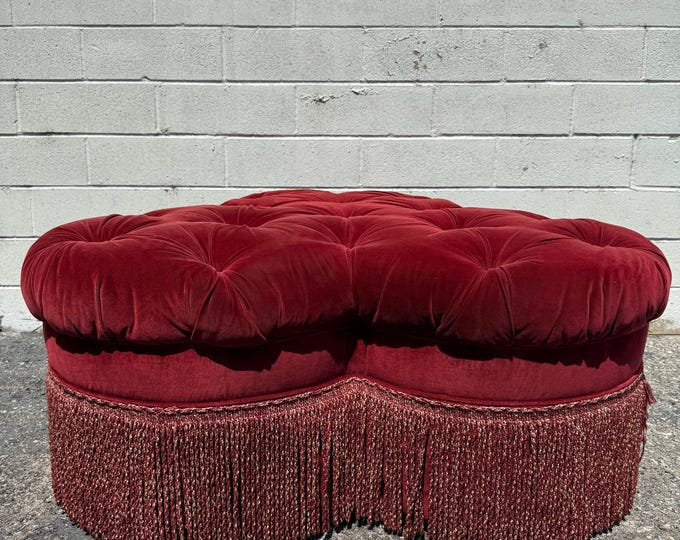 Vintage Clover Leaf Ottoman Ethan Allen Tufted Upholstery Hollywood ...