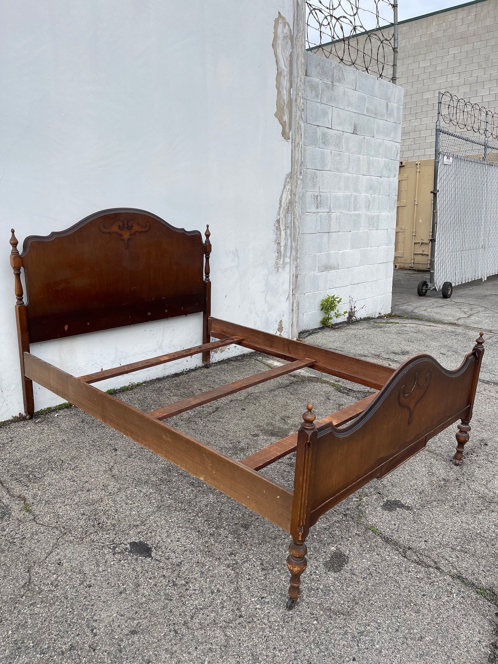 Antique Full Size Bed Shabby Chic Primitive Rustic Provincial Headboard ...