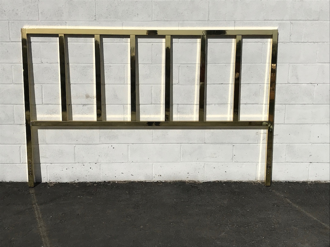 Headboard Brass Gold Furniture Bed Bedroom Glam Hollywood Regency Mid ...