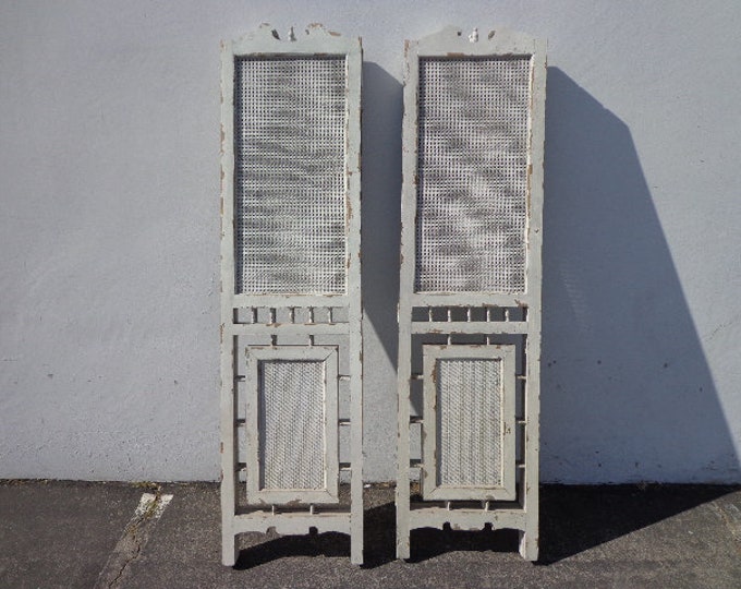 2 Antique Cane Privacy Screens Panels Headboard Bed Country French ...