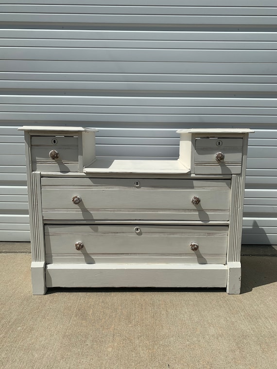 Antique Dresser Vanity Chest Shabby Chic Finish Storage | Etsy