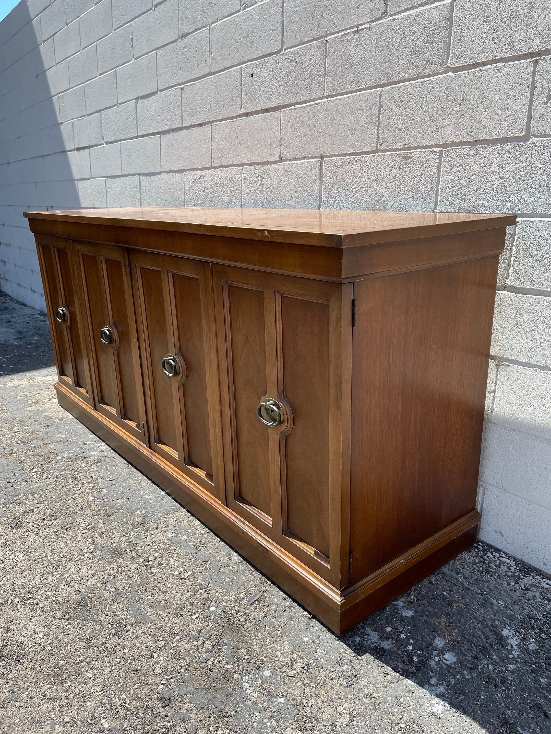 Antique Wood Cabinet Vintage Regency Four Door Console Storage Server ...