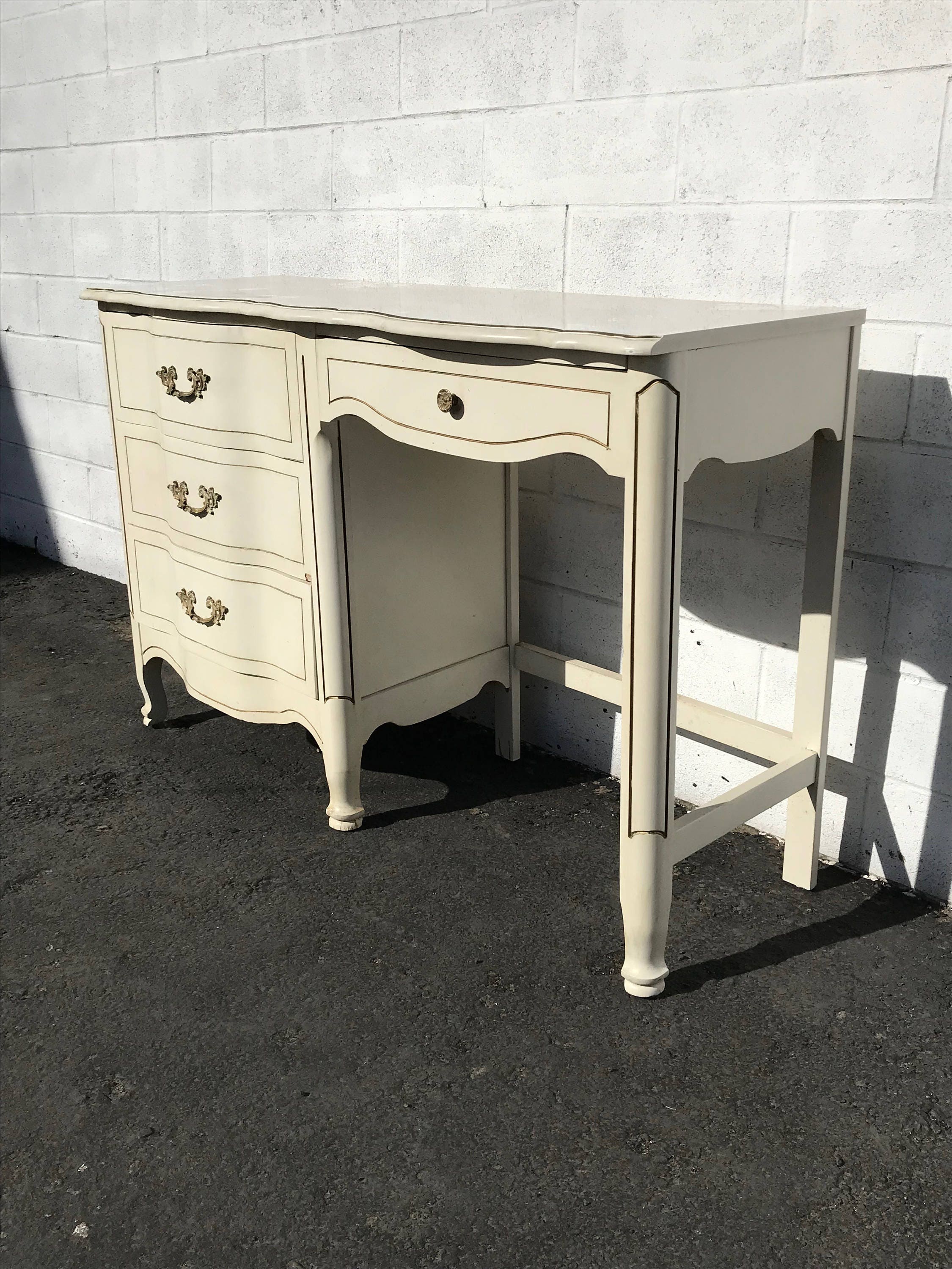 Desk Vanity Table French Provincial Antique Queen Anne Writing Regency ...
