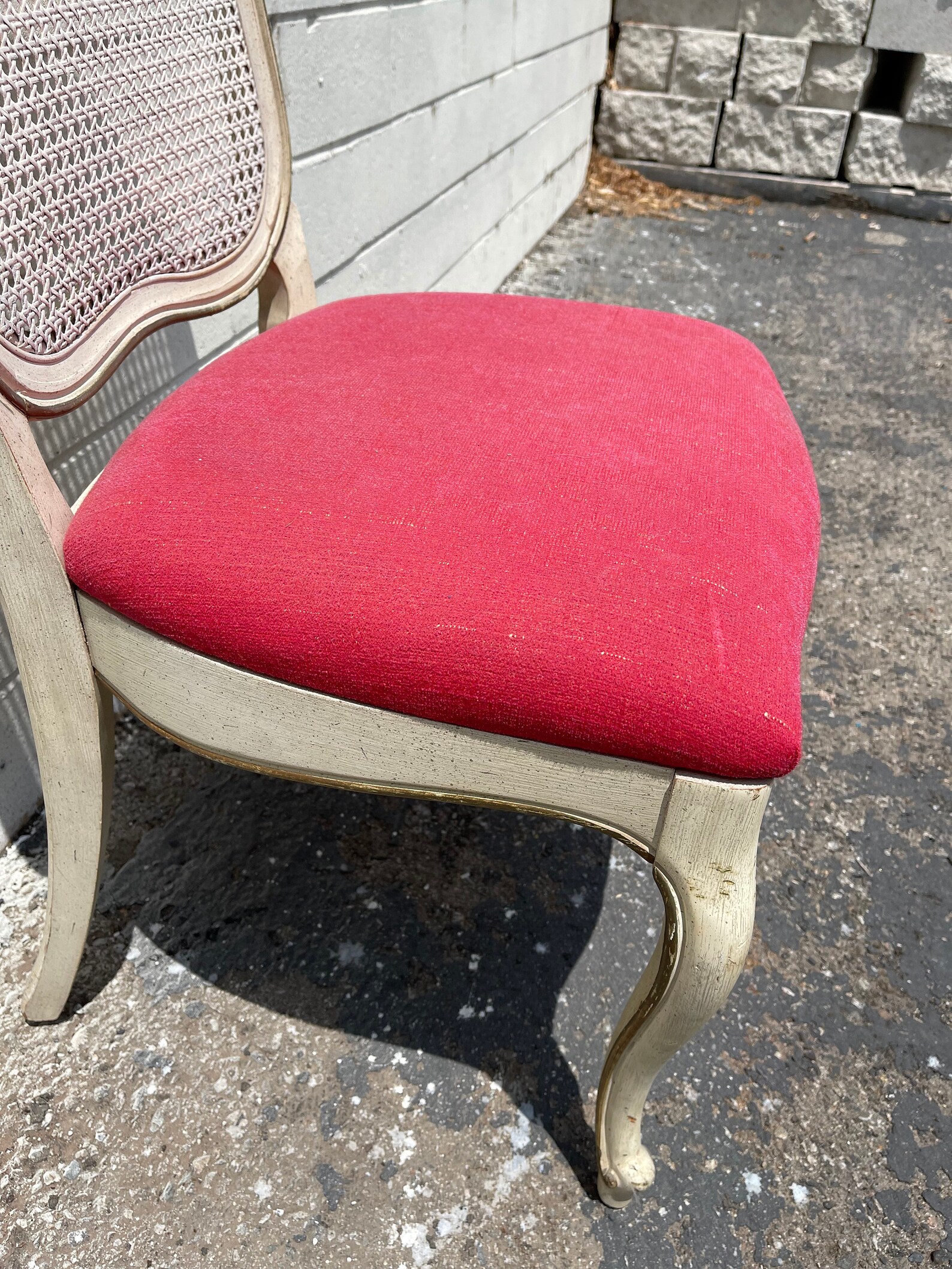 Antique Vanity Chair French Provincial Boudoir Seating Bedroom Pink ...