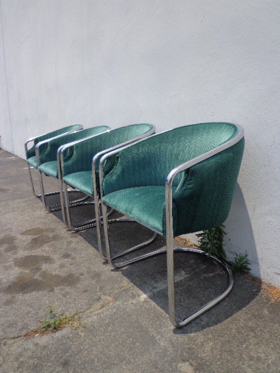 Set of Chairs Armchairs Milo Baughman Style Chrome Metal Mid | Etsy