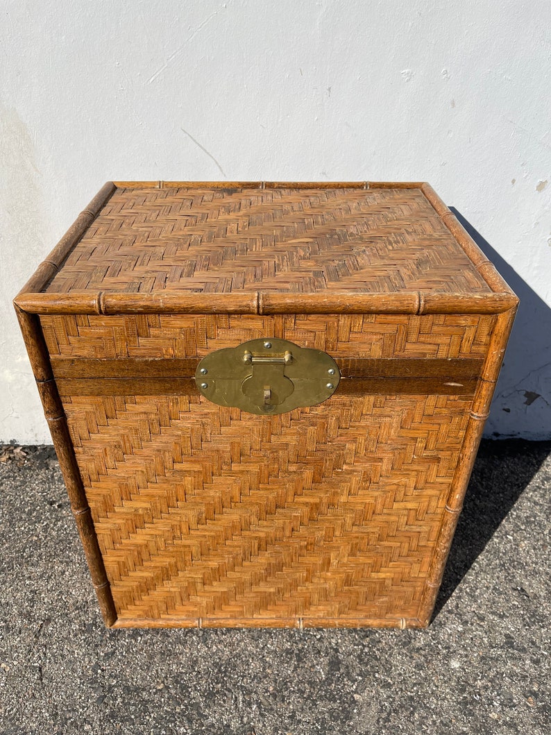 Vintage Herringbone Woven Trunk Storage Chest Boho Chic - Etsy