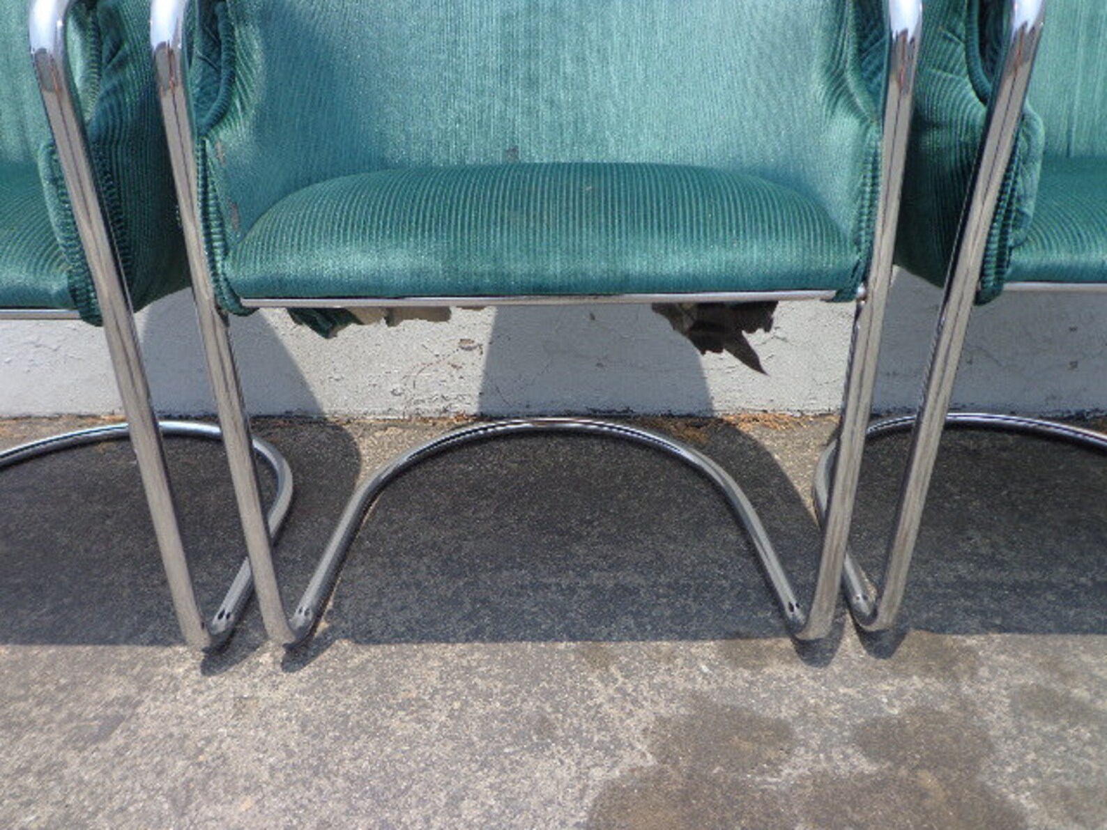 Set of 4 Milo Baughman Style Chrome Metal Mid Century Modern Dining ...