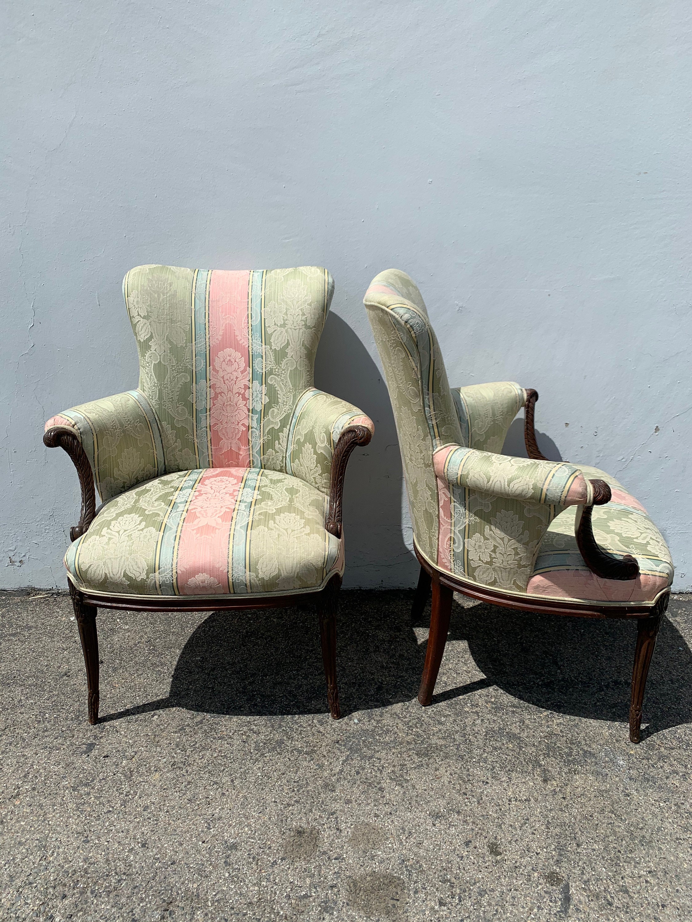 Pair of Chairs Traditional Wingback Armchairs Chair Seating Vintage ...