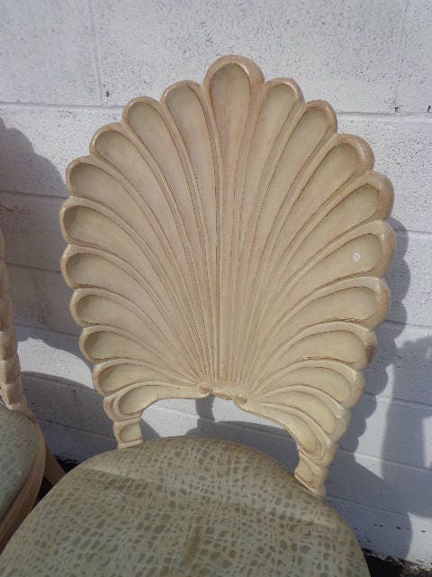 Dining Chairs Grotto Italian Carved Wood Seashell Shell Back Dining Set ...
