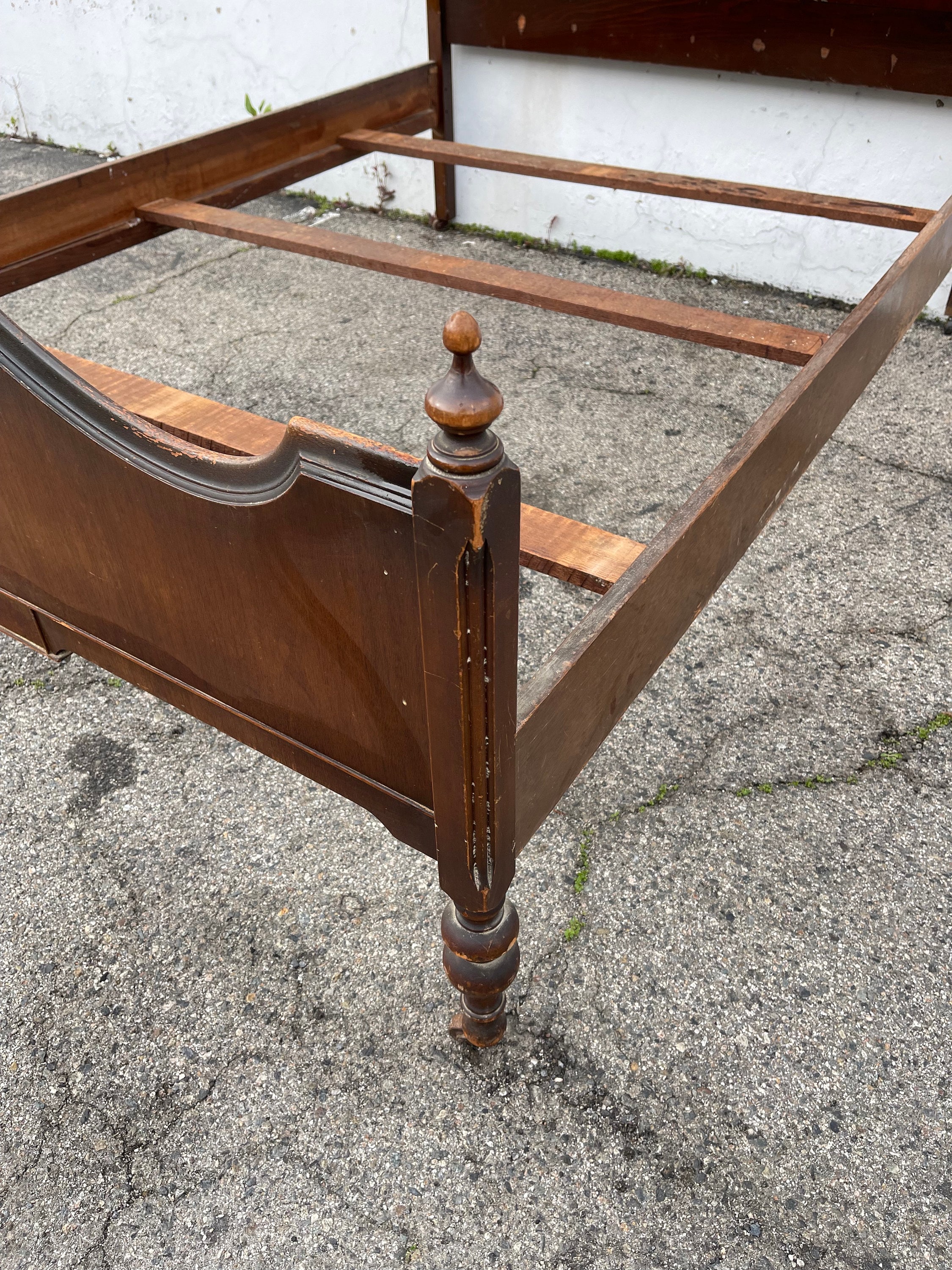 Antique Full Size Bed Shabby Chic Primitive Rustic Provincial Headboard ...