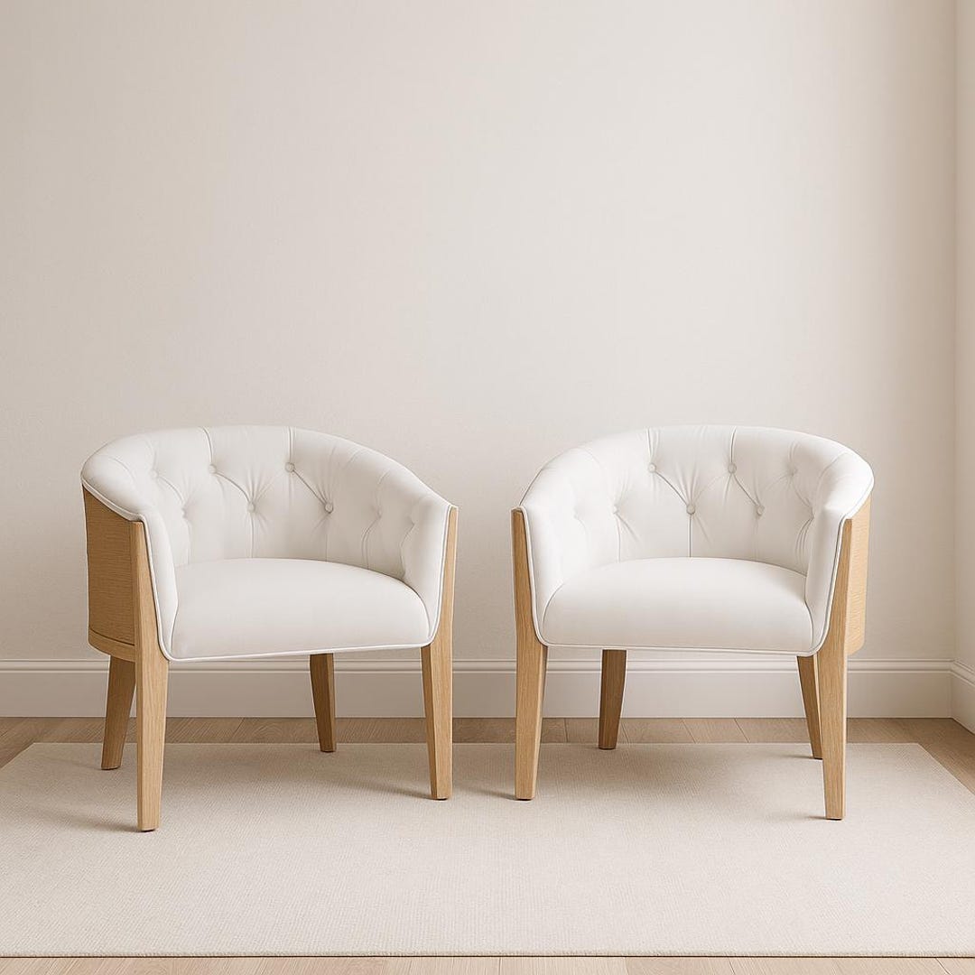 2 Chairs Vintage Barrel Set of Loungers Pair of Armchairs Accent Chair ...