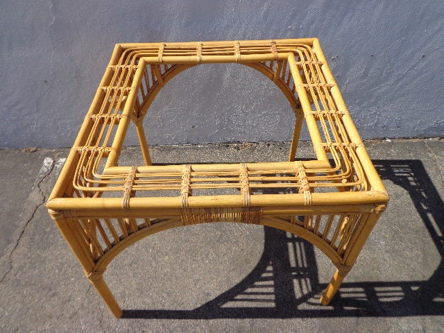 Vintage Rattan Dining Table Base Kitchen Breakfast Table Style Tropical ...