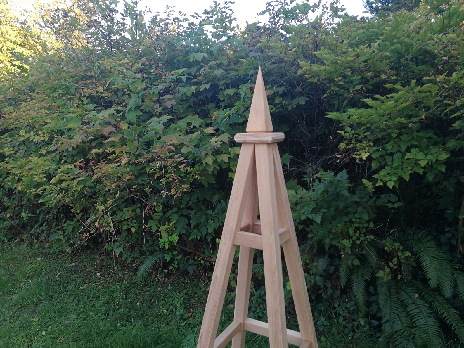 6' Cedar Obelisk 24" Base | Spike Finial | Solid Wood Architectural ...