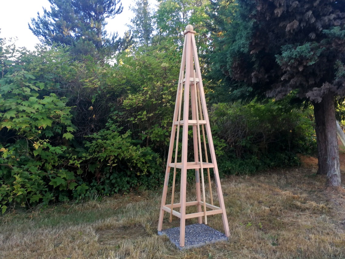 8' Cedar Obelisk 24 Base with 4 Horizontal Rails | Etsy