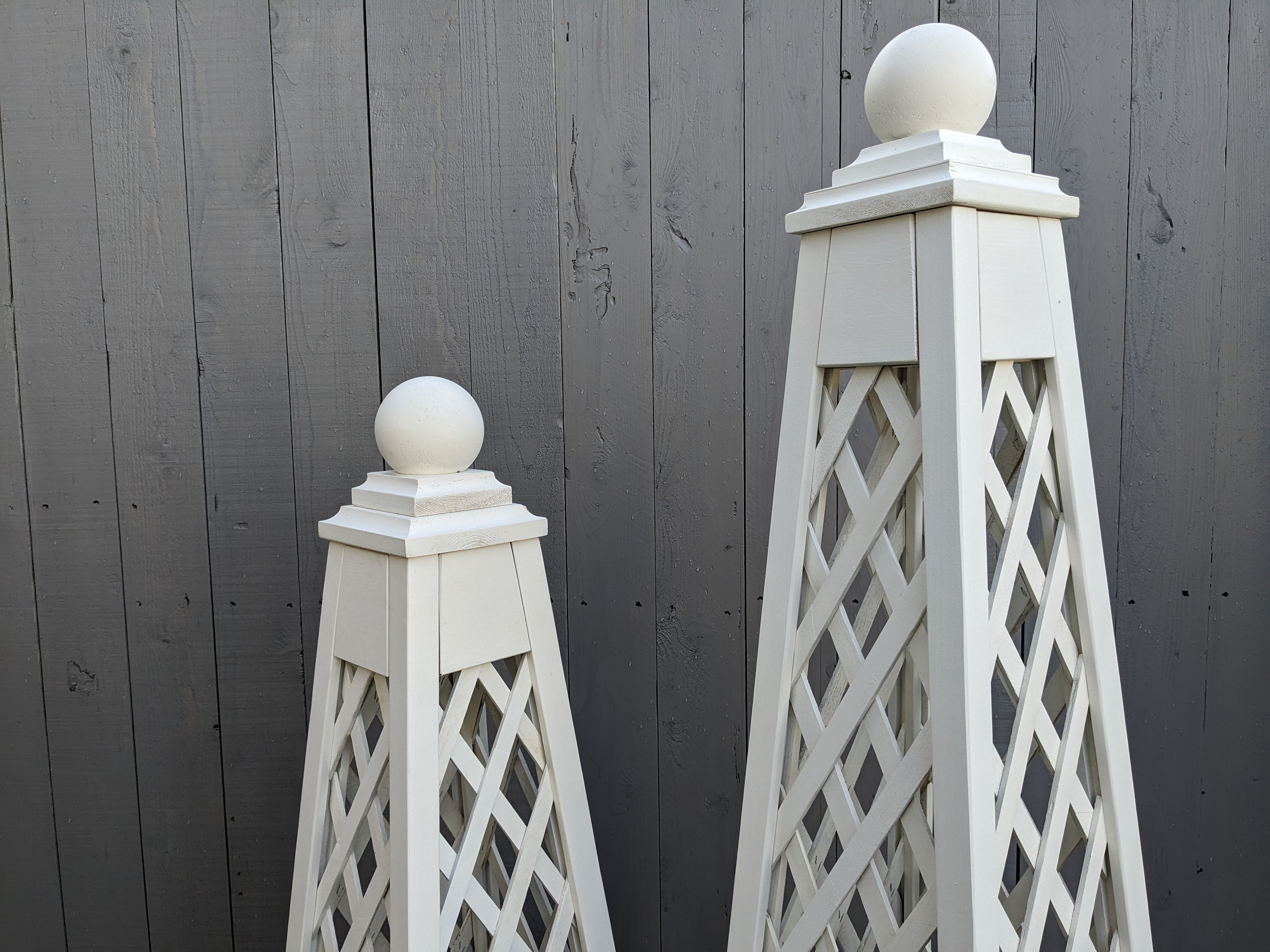 Diamond Trellis Obelisk With Solid White Stain | 5' or 6' Tall ...