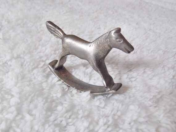 VINTAGE: Cute Pewter Horse Rocking Horse Solid Metal Cute Tiny | Etsy