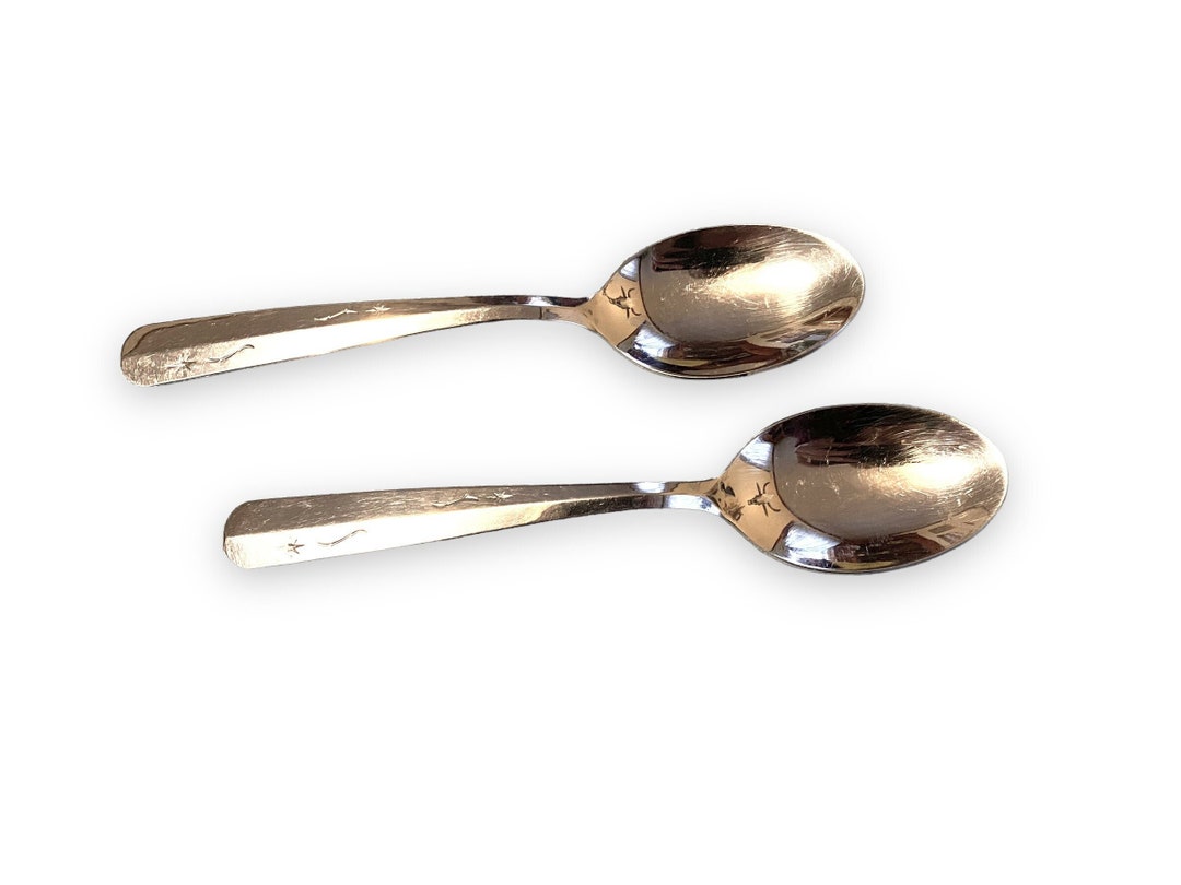 VINTAGE: Pair of Two Stainless Steel Atomic Starburst Serving Spoons ...