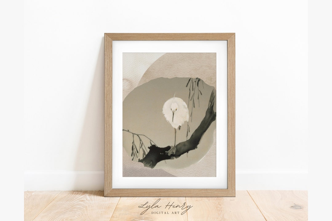 Wabi Sabi Wall Art Japandi Decor Bird Painting Abstract Printable ...