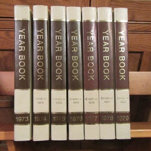 WORLD BOOK ENCYCLOPEDIA Yearbooks , Brown & White* Choice of 1972, 73 ...
