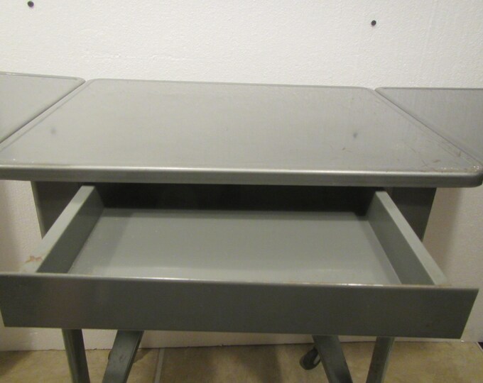 Vintage MACO Typewriter Table With Drop Leaf Sides and Drawer, Gray ...