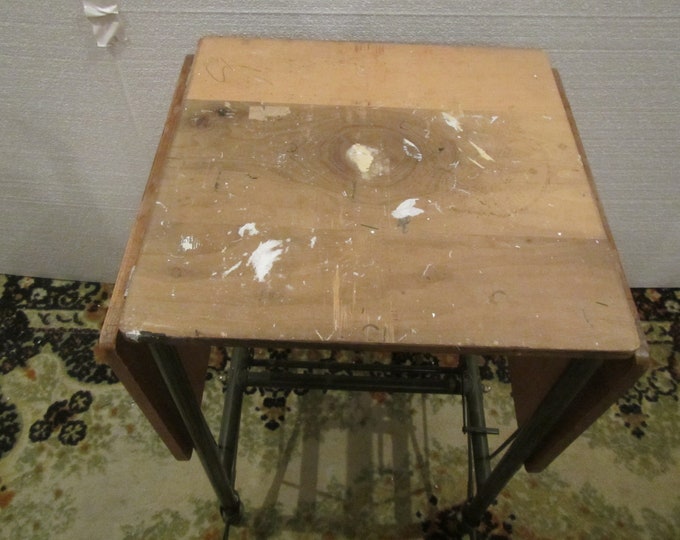 Vintage Hilo Typewriter Table Rolling Drop Leaf Table Cart Beige Metal ...