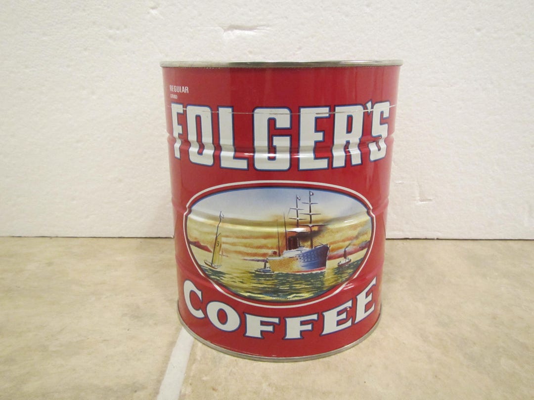 FOLGERS COFFEE Can With Ship Scenic Picture, 48 Oz. Regular Grind Tin ...