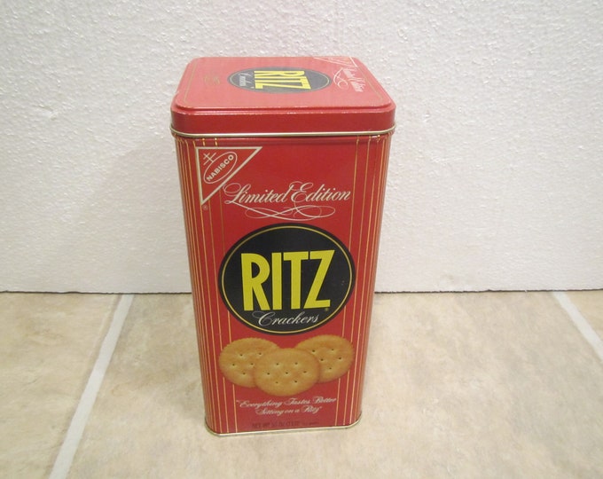 RITZ CRACKER Tin , 1986 Metal Ritz Cracker Tin Box, Metal Canister 1986 ...