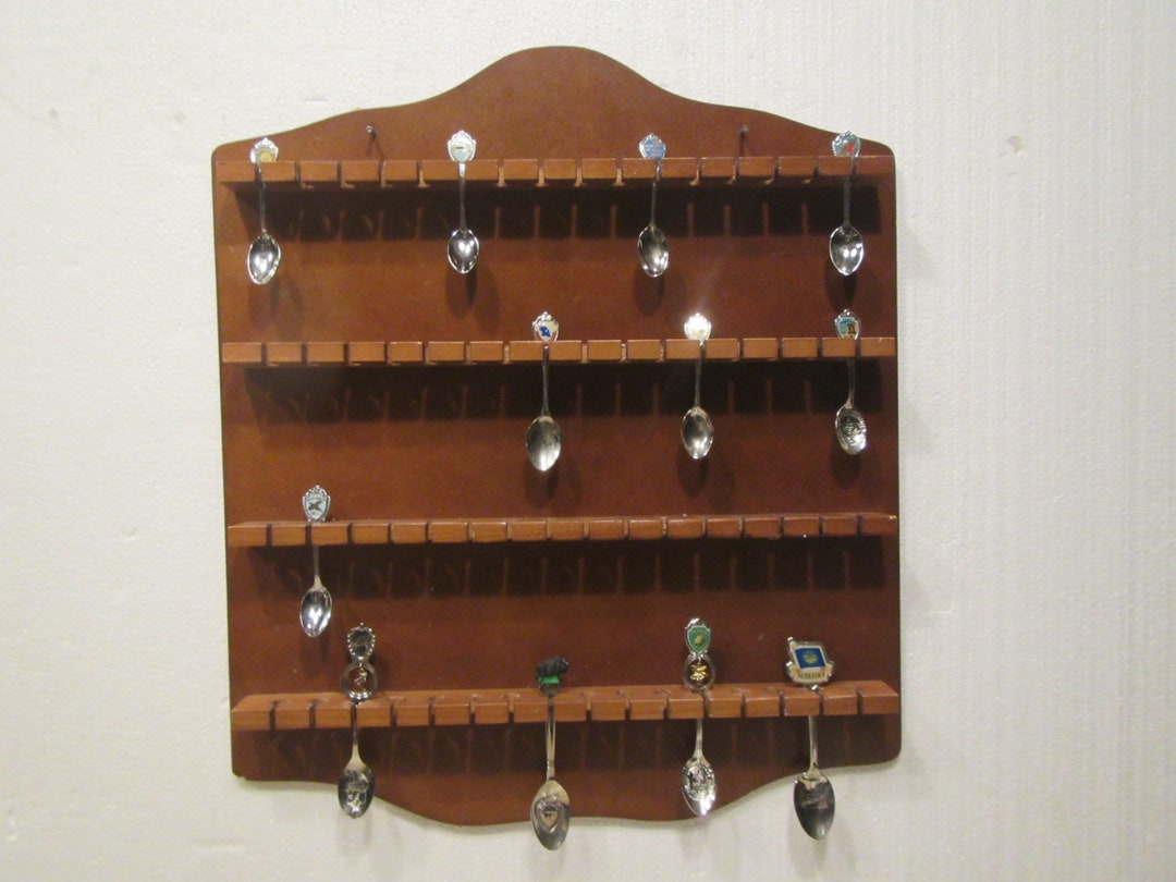 Vintage Wood 64 Spoon Rack, Spoon Shelf Wall Spoon Rack 64 Spoon Holder ...