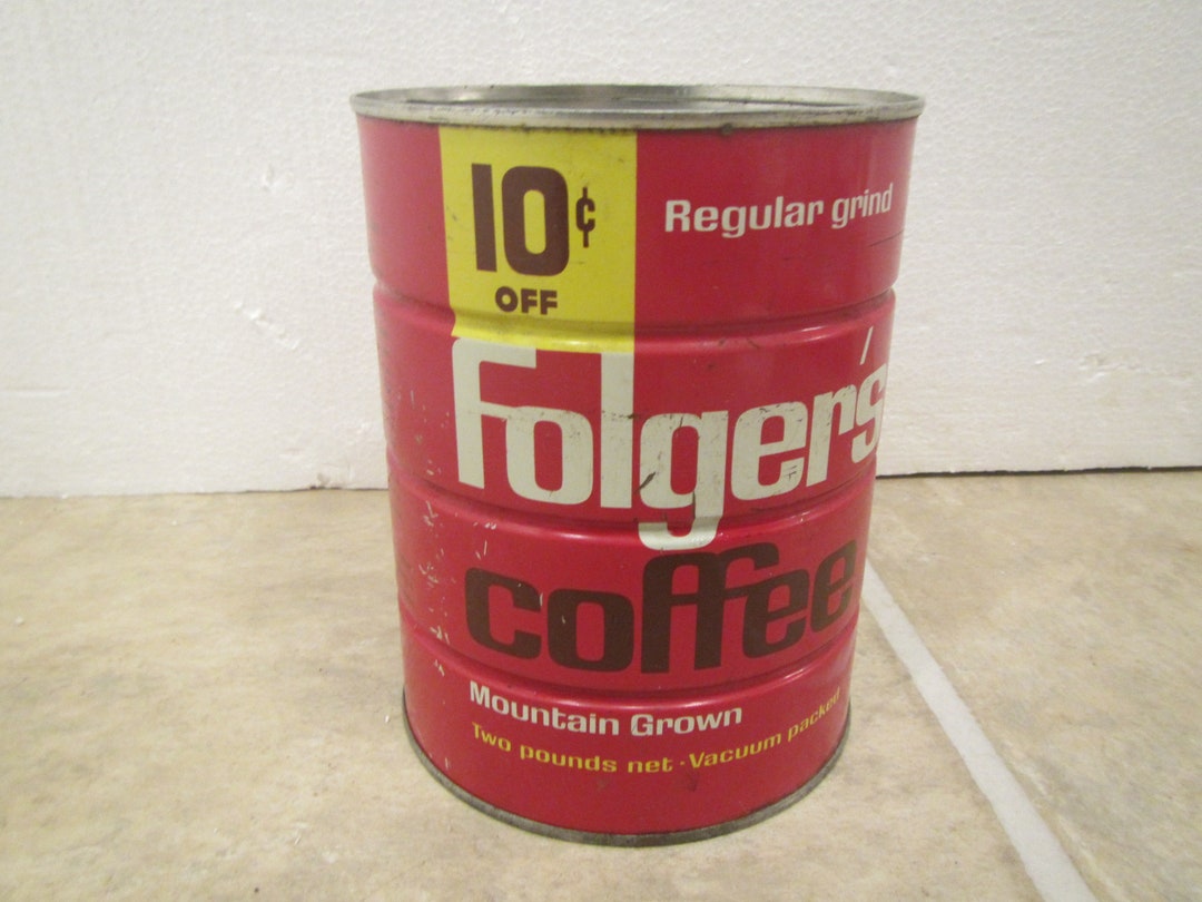 1983 FOLGERS COFFEE Can* 32 Oz. Regular Grind Tin , Mountain Grown * 2 ...