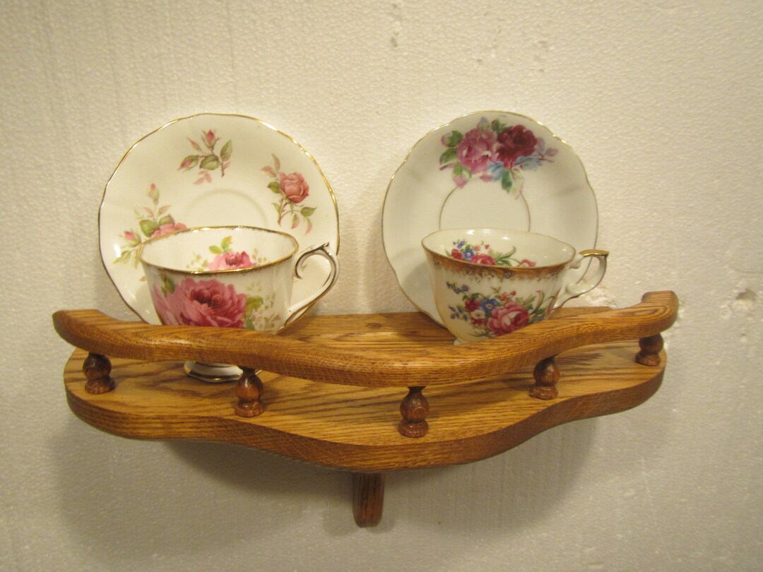 Curved Oak Wall Shelf Plate Rail and Groove, Round Oak Shelf. Cup ...