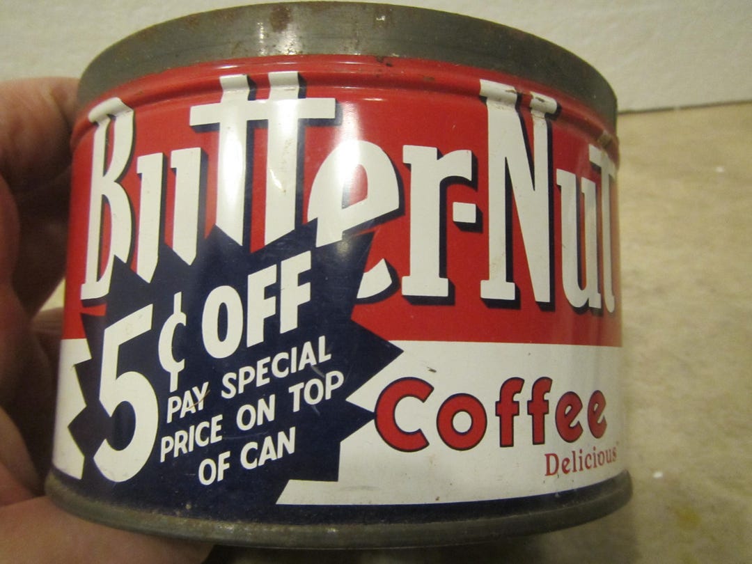 Vintage Butter-nut Coffee , 1 Pound Coffee Tin * Original Vacuum Pack ...