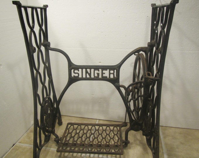 Antique Singer Treadle Sewing Machine Base, Industrial Look Table Base ...