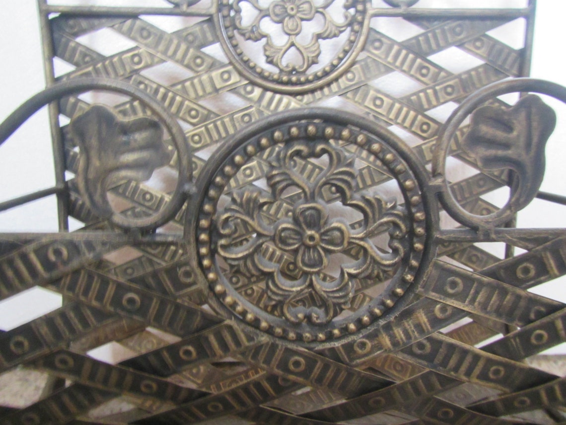 Decorative Woven Metal Magazine Rack Antique Look Magazine | Etsy