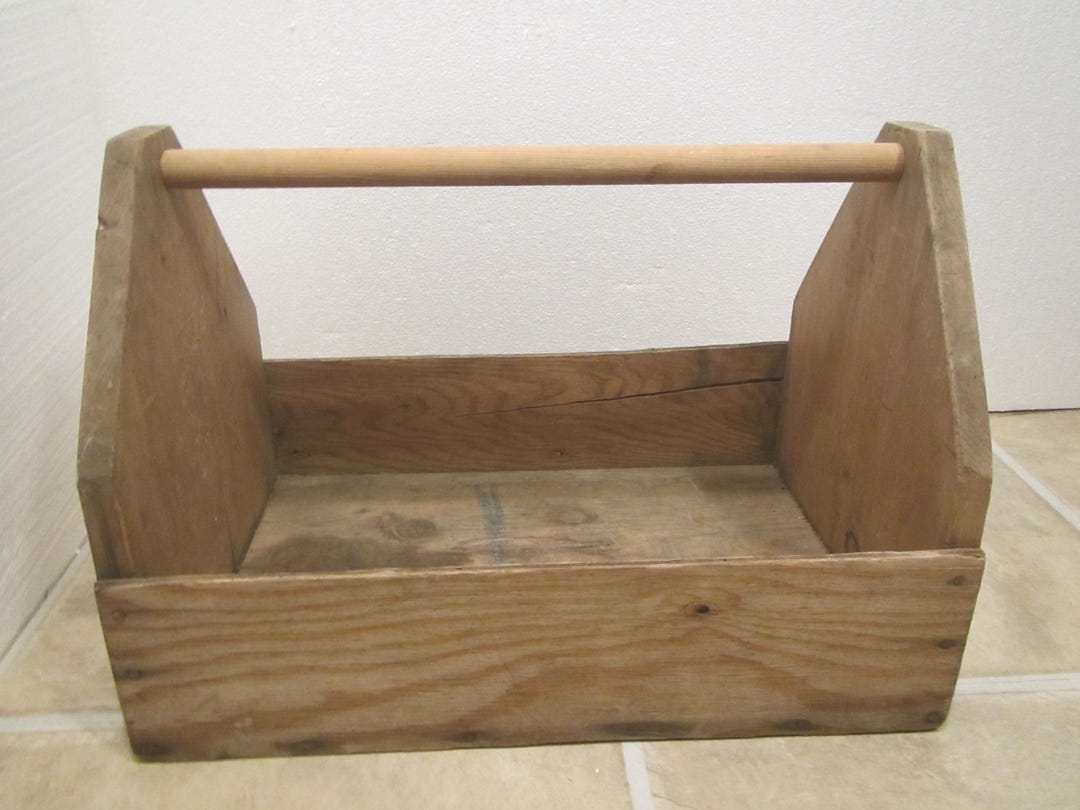 Old Primitive Rustic Wooden Tool Box, Garden Caddy , Many Possible Uses ...