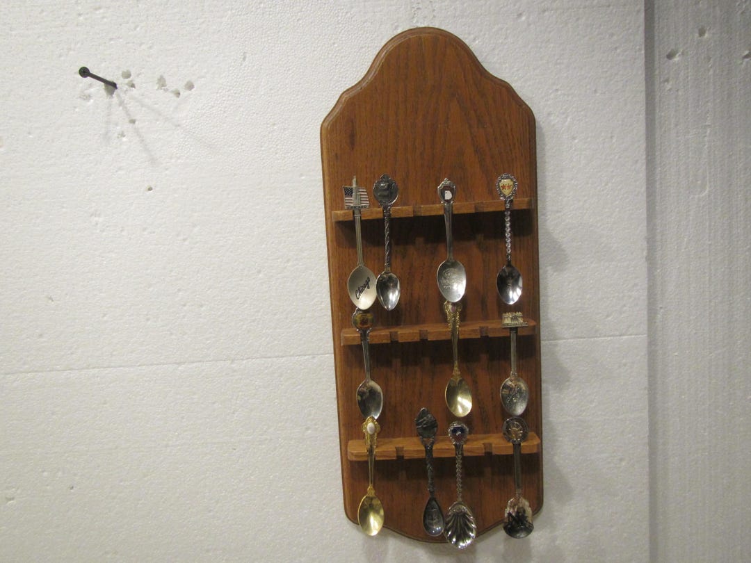 Vintage Wood 18 Spoon Rack, Spoon Shelf ** Wall Spoon Rack ** 18 Spoon ...