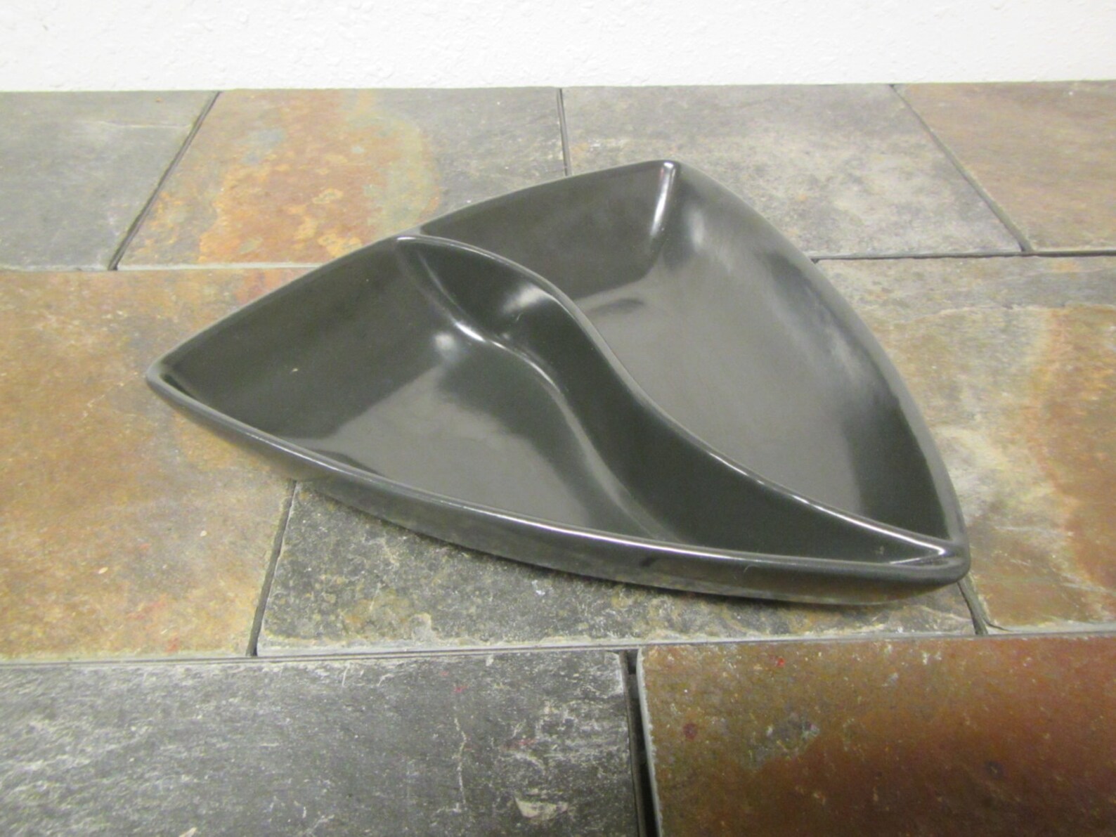 Vintage Black CERAMIC DIVIDED DISH : 2 Section Serving Dish ,plate ...