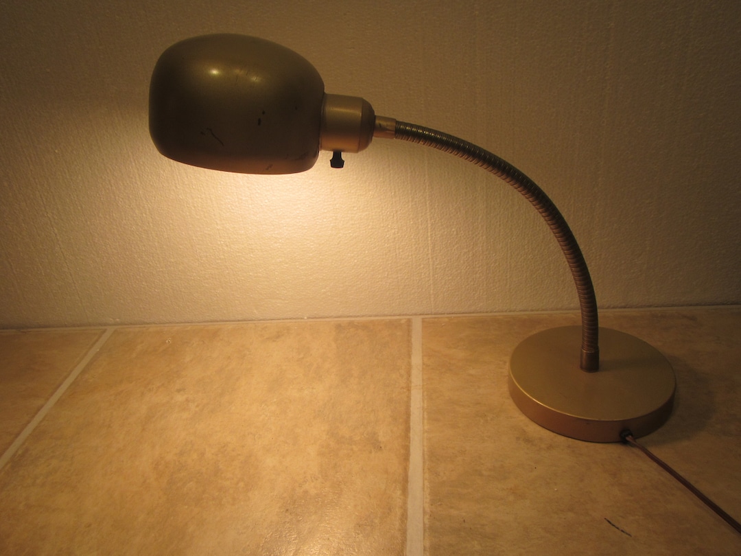 Old Flexible Long Neck Lamp With Metal Base, Goose Neck Lamp ...
