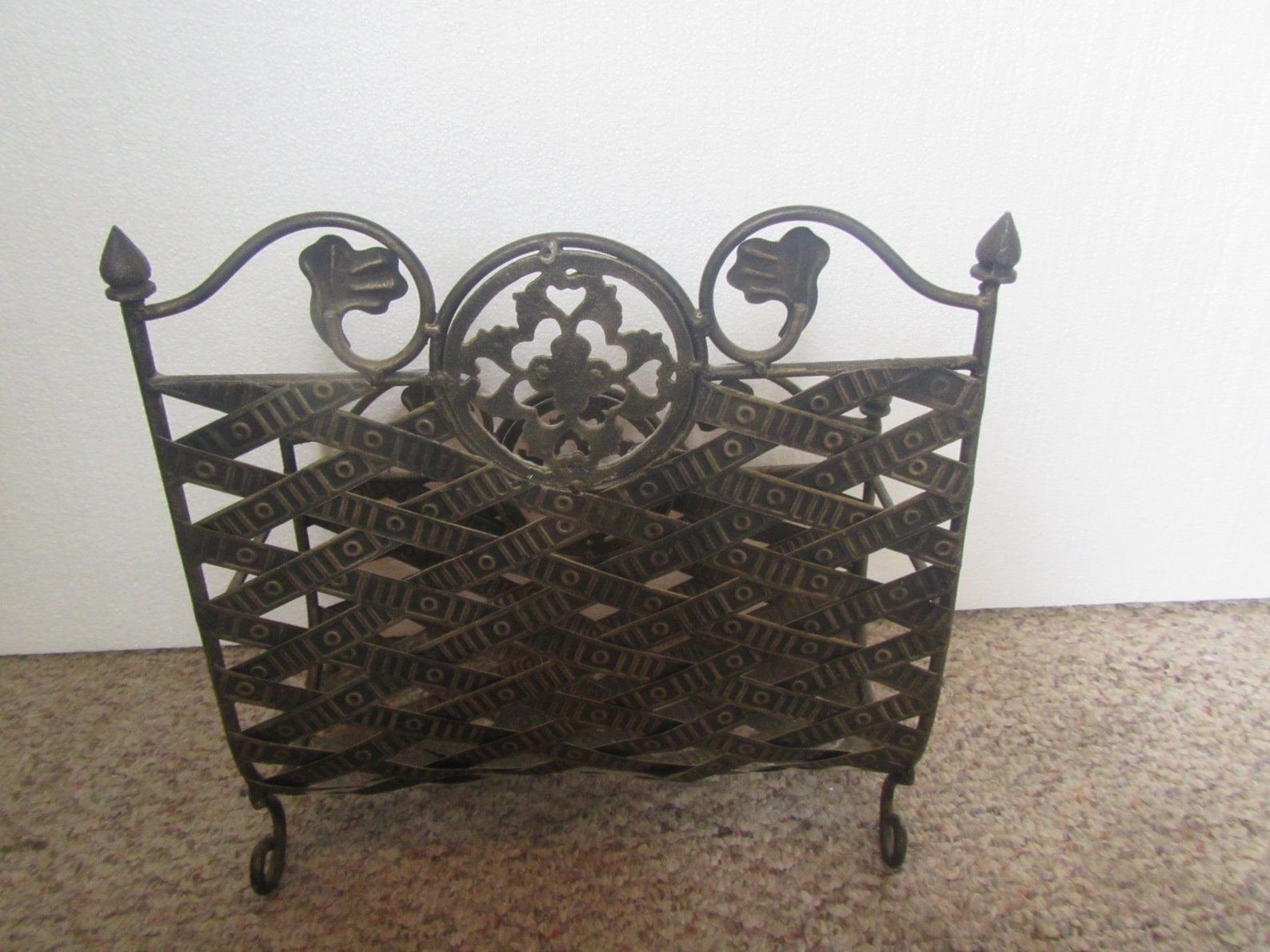 Decorative Woven Metal Magazine Rack Antique Look Magazine | Etsy