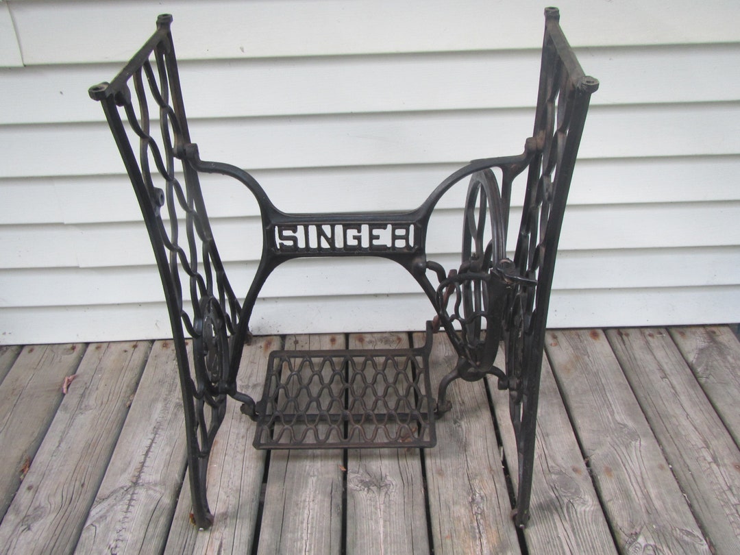 Antique Singer Treadle Sewing Machine Base, Industrial Look Table Base ...