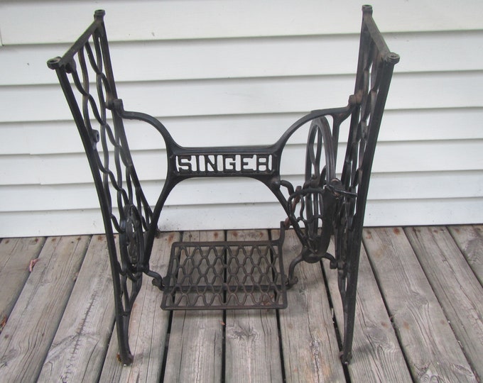 Antique Singer Treadle Sewing Machine Base, Industrial Look Table Base ...