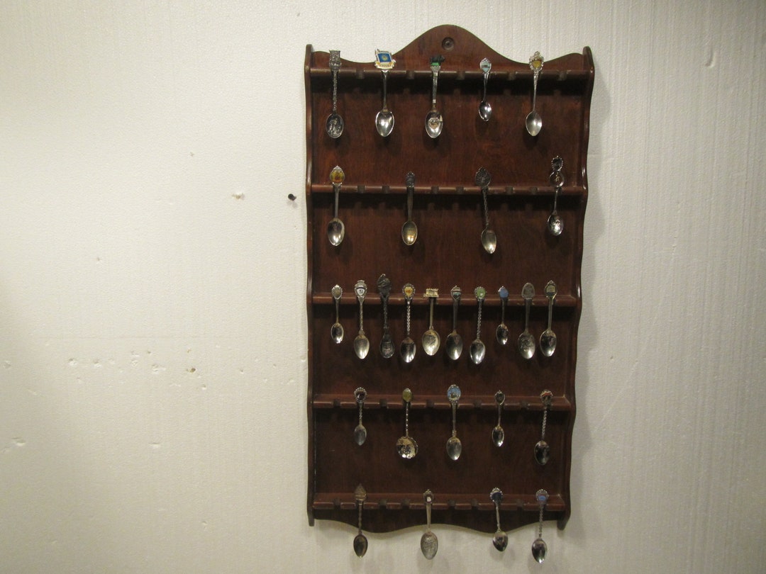 Vintage Wood 50 Spoon Rack, Spoon Shelf Wall Spoon Rack 50 Spoon ...