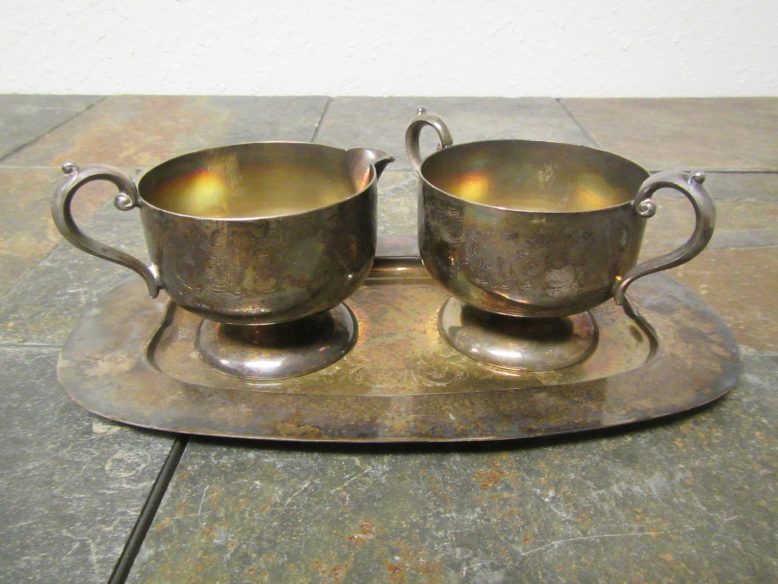 Vintage Benedict Plate Creamer and Sugar Bowl Tray Set BMO - Etsy