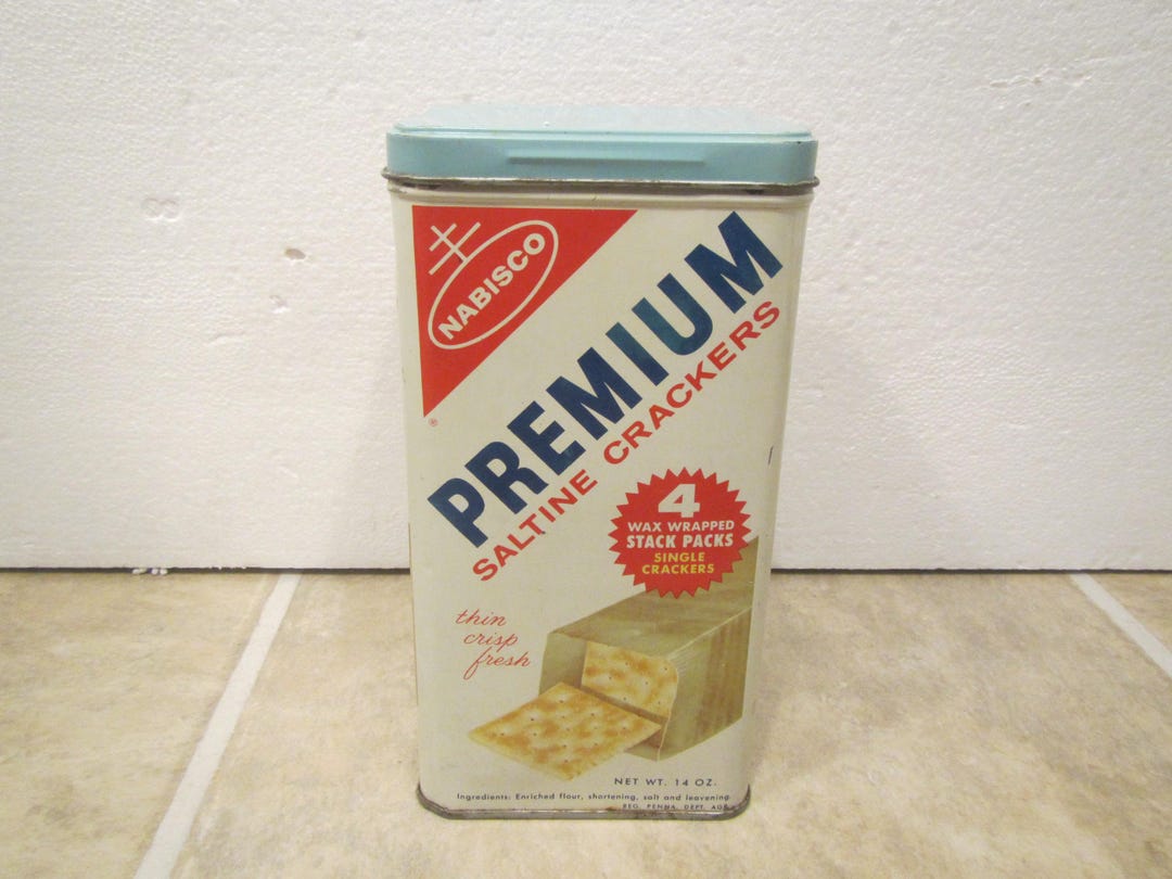 1960s Metal NABISCO PREMIUM SALTINE Cracker Tin Box, Metal Canister ...
