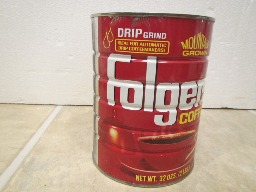 FOLGERS COFFEE Can 32 Oz. Drip Grind Tin , Mountain Grown 2 Pound Good ...